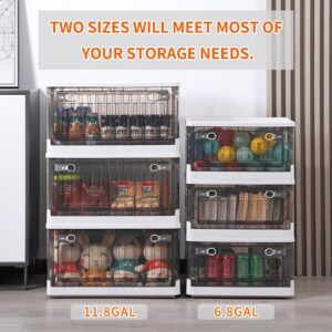 Anysig Closet Organizers and Storage - Stackable Collapsible Storage Bins 7.2 Gal, Storage Bins with Lids and Wheels: Foldable Box Storage Containers for Home, Dorm Room Essentials (2 Pack)