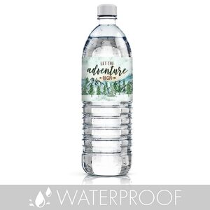 Little Adventurer Baby Shower Water Bottle Labels - Wilderness Adventure Themed Waterproof Labels -24 Stickers