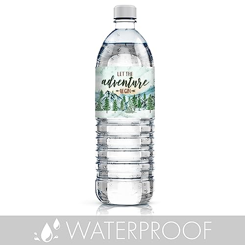 Little Adventurer Baby Shower Water Bottle Labels - Wilderness Adventure Themed Waterproof Labels -24 Stickers