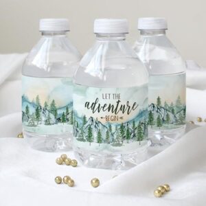 Little Adventurer Baby Shower Water Bottle Labels - Wilderness Adventure Themed Waterproof Labels -24 Stickers