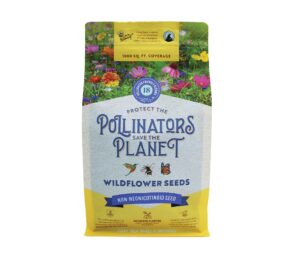 buzzy wildflower pollinator seed mix (1lb bag), 18 pollinator-friendly varieties, protect the pollinators & save the planet, coneflower, sunflower, calendula, cosmos, & more, growth guaranteed