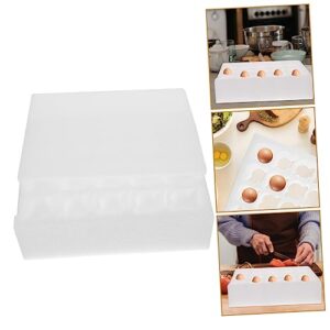 Uonlytech Refrigerator Containers Egg Cartons Fridge Containers Desk Tray Containers for Fridge Kitchen Egg Container Portable Egg Tray Egg Holder White Egg Rack Pearl Cotton Egg Shape