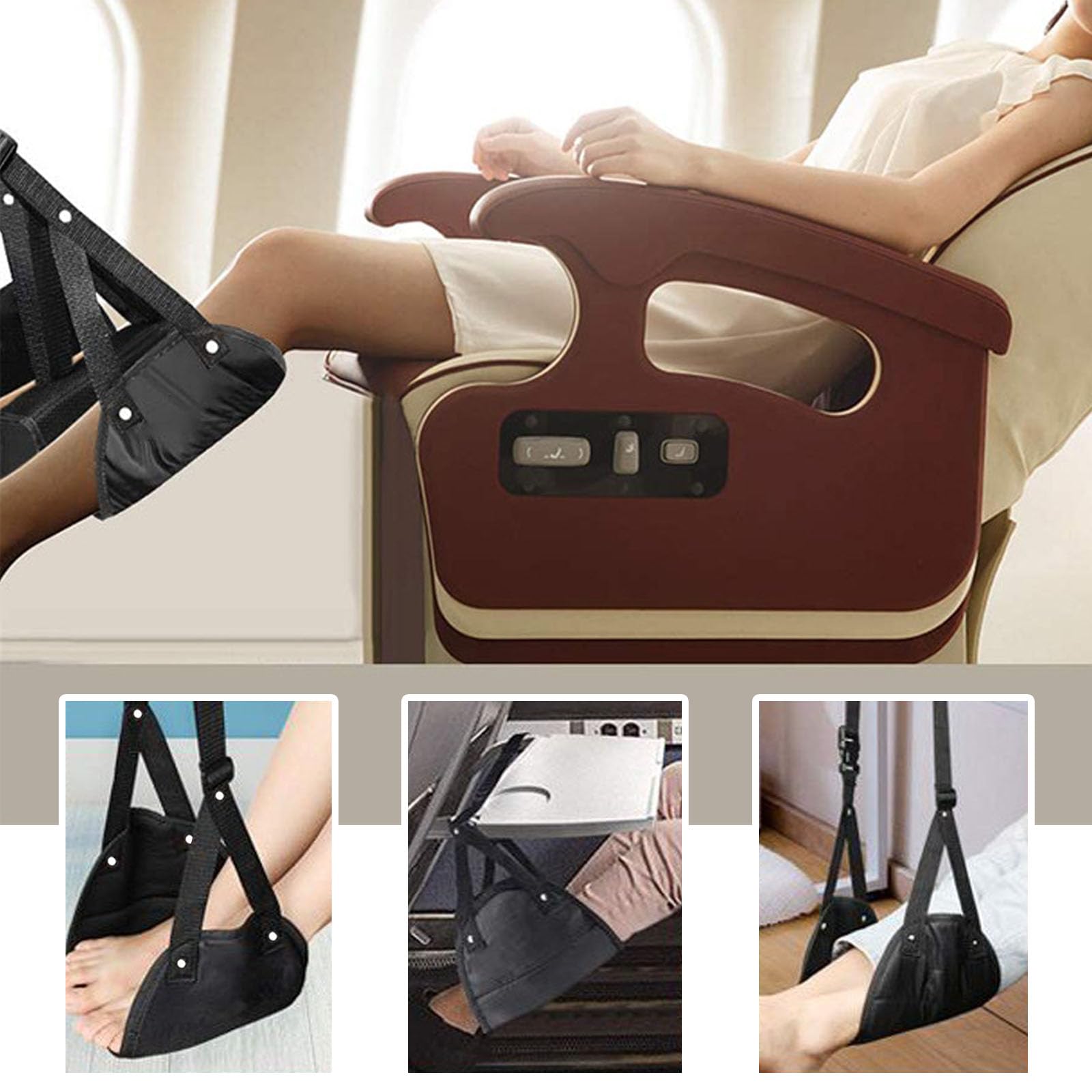 Airplane Foot Hammock (Travel Comfortably) - Foot Hammock Airplane - Portable Travel Airplane Foot Rest for Flight Bus Train Office Home - Reduce Swelling and Soreness