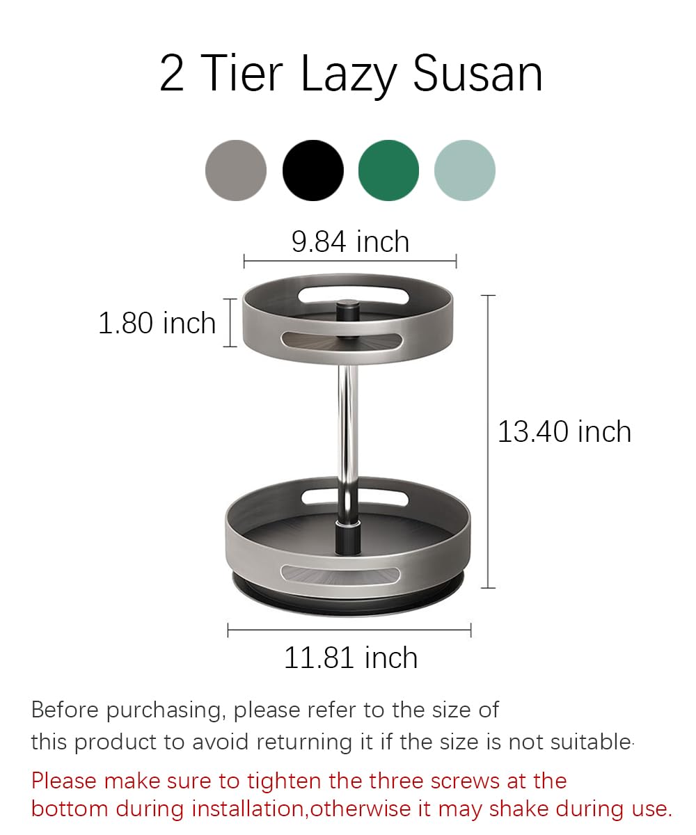 2 Tier Lazy Susan Organizer for Kitchen,Turntable for Cabinet,Turntable Organizer for Cabinet Pantry Table Organization