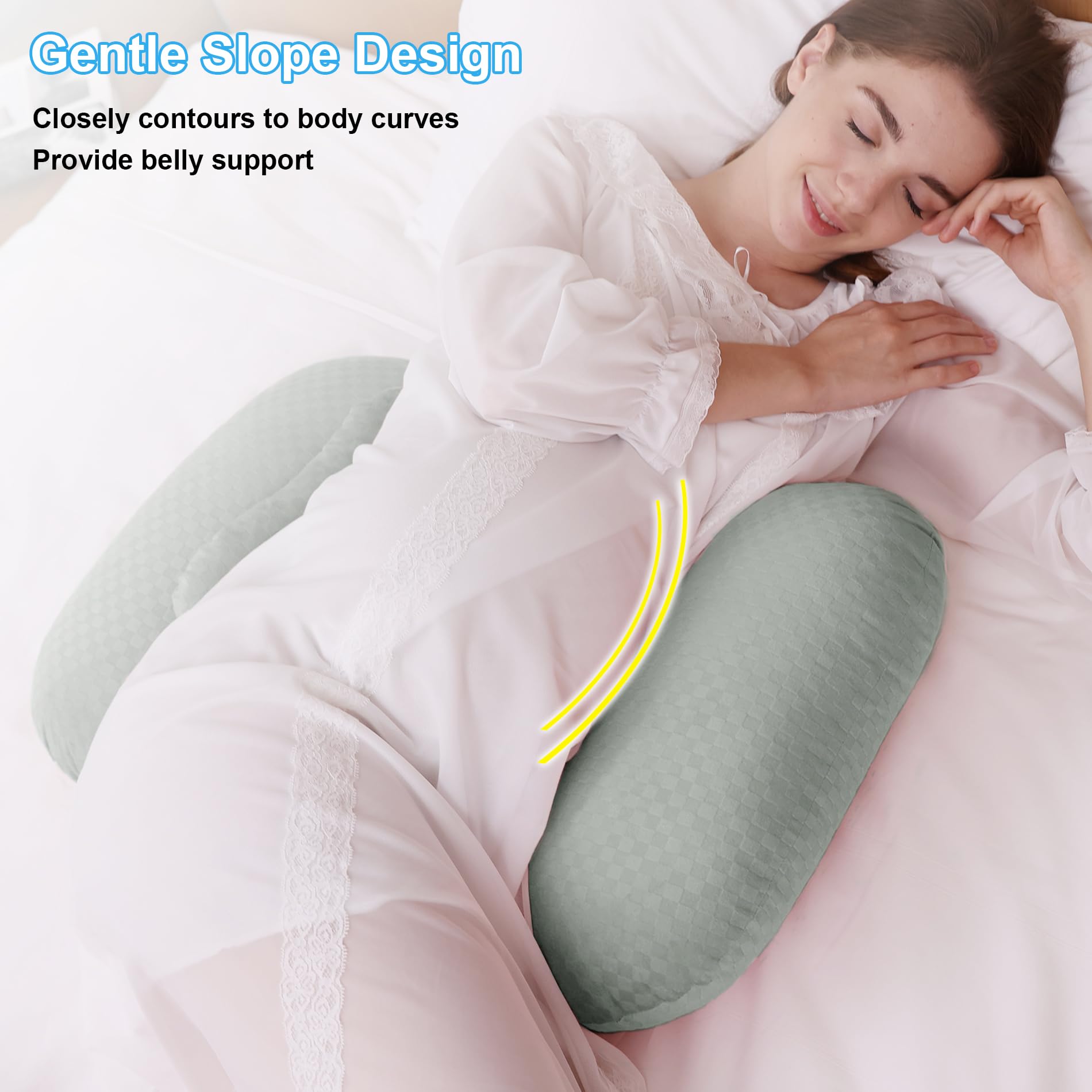 Pregnancy Pillows for Sleeping, Soft Maternity Body Pillow for Side Sleeper, Support for Back, Legs, Belly, Adjustable Travel Pregnant Women Pillow (Grey)