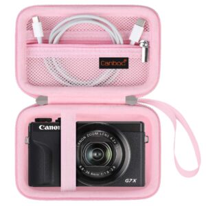 canboc camera case for canon powershot g7 x mark ii/ g7x mark iii digital 4k vlogging camera, point and shoot 4k video camera bag, zipper mesh pocket fits usb cable, batteries, pink