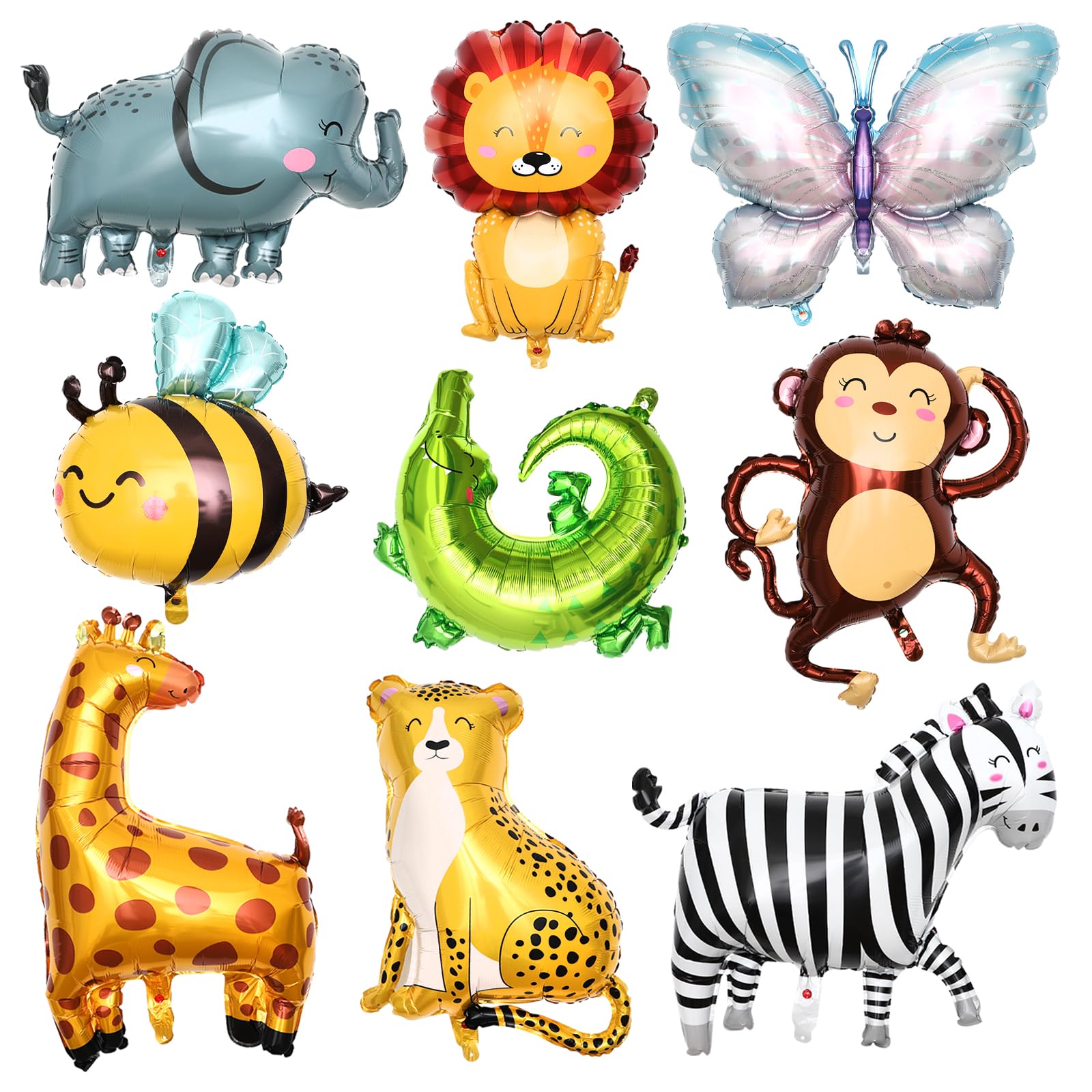 SOTOGO 9 Pieces Animal Balloons Large Jungle Safari Balloons Giant Party Balloons for Kids Baby Shower Birthday Party Zoo Decorations