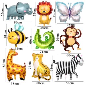 SOTOGO 9 Pieces Animal Balloons Large Jungle Safari Balloons Giant Party Balloons for Kids Baby Shower Birthday Party Zoo Decorations