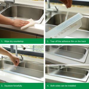 S.T.D Kitchen Sink Splash Guard, Dishwashing Sink Water Retaining Strip - Transparent Acrylic (Frosted) Suitable for Countertop Partition Bathroom Sink Splash Guard (17.5x1.2x3.3 in)(1pcs)