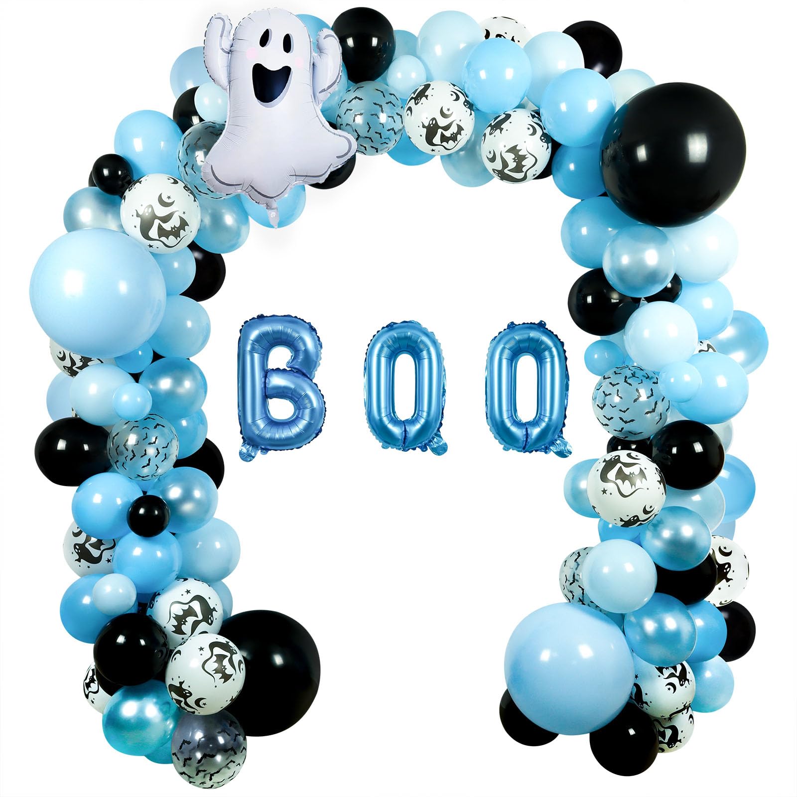 Halloween Baby Shower Decorations for Boy, Halloween Balloon Garland Arch Kit with Ghost-pattern Bats Foil Balloons For Halloween Day Party Decorations Halloween Themed Gender Reveal Party Supplies