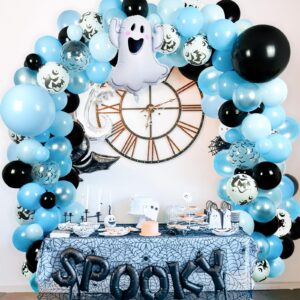 Halloween Baby Shower Decorations for Boy, Halloween Balloon Garland Arch Kit with Ghost-pattern Bats Foil Balloons For Halloween Day Party Decorations Halloween Themed Gender Reveal Party Supplies