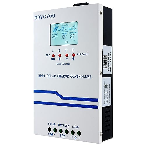 OOYCYOO MPPT Solar Charge Controller 60 amp, 12V 24V 36V 48V Auto 60A Solar Panel Charge Regulator, Max 160V Input with LCD Display for Lead-Acid Sealed Gel AGM Flooded Lithium Battery