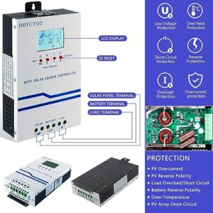 OOYCYOO MPPT Solar Charge Controller 60 amp, 12V 24V 36V 48V Auto 60A Solar Panel Charge Regulator, Max 160V Input with LCD Display for Lead-Acid Sealed Gel AGM Flooded Lithium Battery