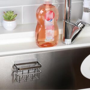 HOME&I Sponge Holder for Kitchen Sink, Stainless Steel Bathroom Caddy Dish Scrubbers and Soaps Holder Silver (Small)