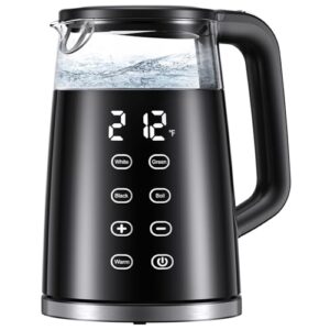 Veken Electric Tea Kettle, BPA Free, 1.7 Liter/ 1500W, Digital Display Temperature Control, Keep Warmer, Hot Water Boiler Heater Pot, Automatic Shut Off, Boil Dry Protection, Glass Boiling Teapot