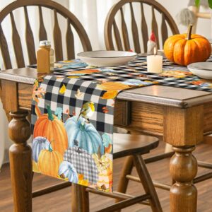 Fall Table Runner 72 Inches Long, Fall Placemats Set of 4, Long Burlap Thanksgiving Day Table Decor Runners, Orange Autumn Pumpkin Halloween Table Runner, Perfect Fall Table Decorations for The Home