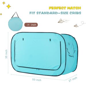 Poray Pop Up Baby Bed Tent Privacy Tent for Toddler Sleeping with 2 Zipper Doors,Breathable Mesh Windows and Portable Carry Bag (Blue)