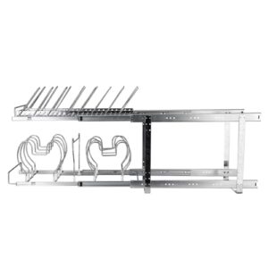 VEVOR Pan and Pot Rack, 2-Tier Expandable Pull Out Under Cabinet Organizer, 12"W, Carbon Steel, Double Tier