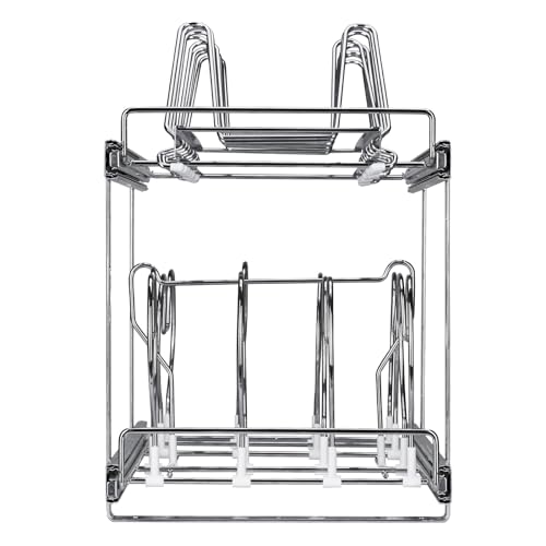 VEVOR Pan and Pot Rack, 2-Tier Expandable Pull Out Under Cabinet Organizer, 12"W, Carbon Steel, Double Tier