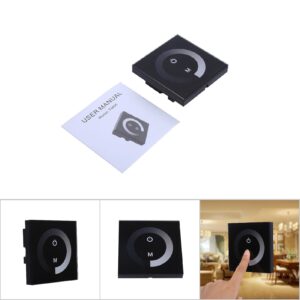 DC12V-24V Single Color Touch Panel Dimmer LED Light Strip Wall Switch Controller Dimming Controller Light Switch (Black)