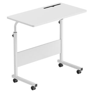 SogesPower 31.5 inches Mobile Laptop Desk with Slot Adjustable Side Table Computer Stand for Bed Sofa,White