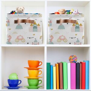 xigua Princess Castle Foldable Canvas Storage Bin, Sturdy Fabric Storage Basket with Handles, Storage Cube Box for Organizing Shelf Nursery Toy Closet 1PCS#1214