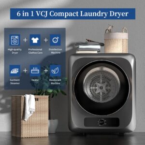 VCJ Portable Clothes Dryer for Apartment, 10lbs Compact Electric Laundry Dryer with Stainless Steel Tub, 1.5 cu.ft Suitable for Apartments, Dorm, RVS