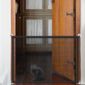 Magic Pet Gate Gates for The House, Portable Extra Wide Gate for Doorways, Stairs, No Drill Durable Mesh Puppy Dog Gate Safety Fence Guard, 43" W X 30" H, 6 Hooks