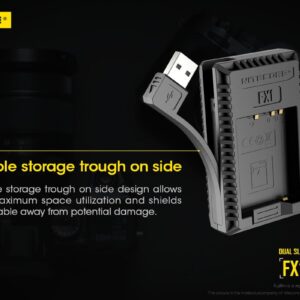 Nitecore FX1 2-Slot Digital Charger and NC-BP004 Battery Bundle Compatible with Fujifilm NP-W126 and NP-W126S Batteries