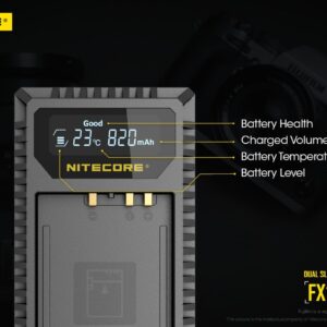 Nitecore FX1 2-Slot Digital Charger and NC-BP004 Battery Bundle Compatible with Fujifilm NP-W126 and NP-W126S Batteries