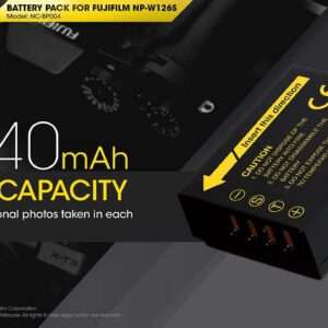 Nitecore FX1 2-Slot Digital Charger and NC-BP004 Battery Bundle Compatible with Fujifilm NP-W126 and NP-W126S Batteries