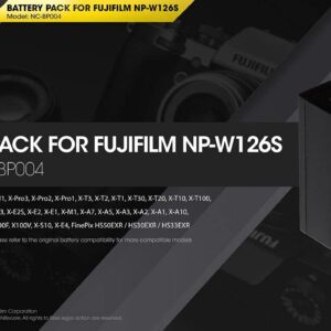 Nitecore FX1 2-Slot Digital Charger and NC-BP004 Battery Bundle Compatible with Fujifilm NP-W126 and NP-W126S Batteries