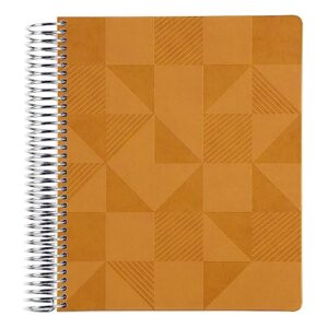 erin condren 7" x 9" platinum coiled focused teacher lesson planner (july 2023 - june 2024) - mustard mosaic vegan leather cover - 80 lb. thick mohawk paper, 12 month calendar