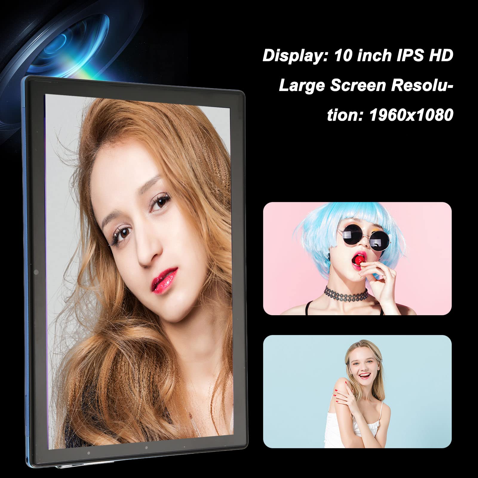 GLOGLOW 10in Tablet, 100‑240V Blue 6GB 256GB HD Tablet 8 Cores CPU for Entertainment (US Plug)