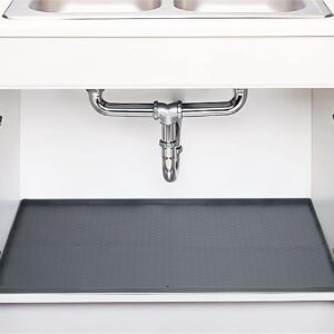 AstraHome Under Sink Mat | Waterproof Kitchen Cabinet Tray | 34" x 22" Silicone Under Sink Liner with Push Down Drain | Sink Protector for Kitchen Sink | Kitchen Sink Mats for Leaks and Drips