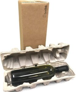 beclink wine shipping box (1 bottle) with protective tray, biodegradable, made from recycled materials - pack of 1