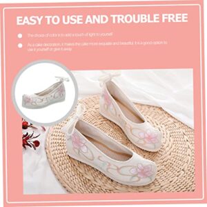 KESYOO 1 Pair Embroidered Shoes Female Silk Shoes Slippers House Slippers Ancient Ballet Shoes Pumps Shoes Vnitage Pumps Sandals Cotton Clothing Shoes White Folk-Custom Bride