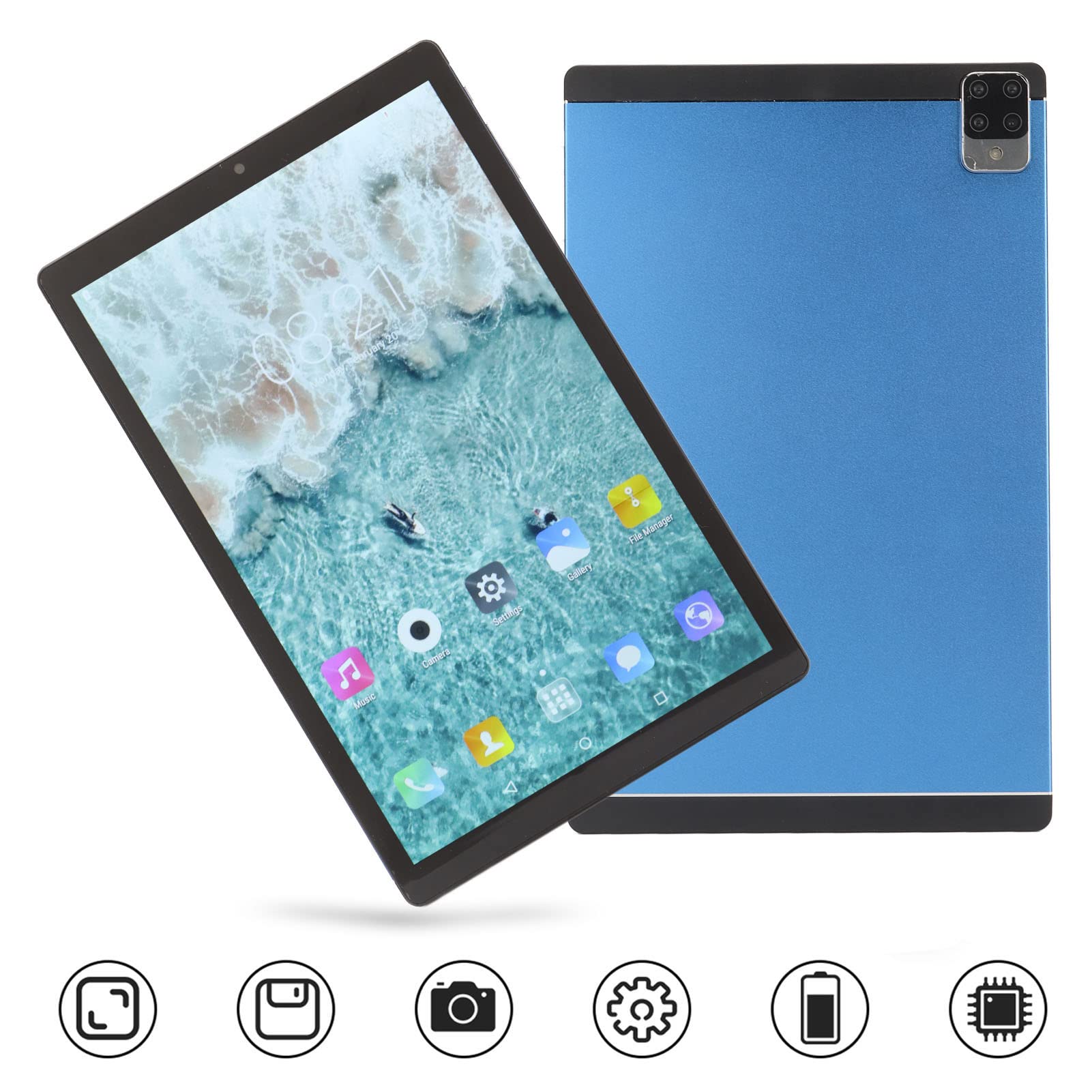 GLOGLOW HD Tablet, Blue Tablet 5800mAh 10.1 Inch for Business (US Plug)