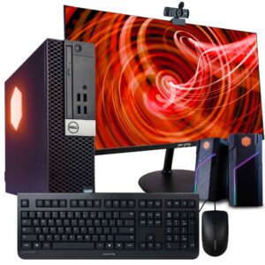 dell optiplex 5050 (rgb) desktop computer | quad core intel i7 (3.4) | 16gb ddr4 ram | 500gb ssd solid state | windows 10 professional | new 22in lcd monitor | home or office pc (renewed), black