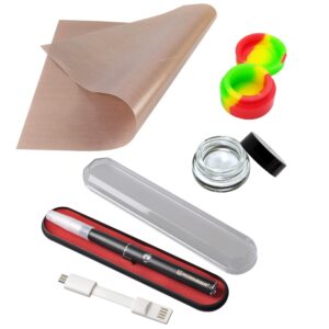 Rosineer Electric Hot Ceramic Knife Tool Set with 3 ml Silicone Lidded Jar, Glass Container, and 8 x 6 in PTFE Non Stick Sheet