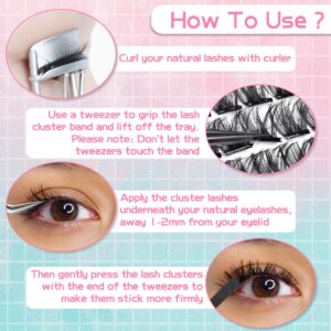 Self Adhesive Eyelashes, Lash Clusters Self Adhesive DIY Lash Extension 120 pcs Reusable Individual Lashes No Glue 8-16mm Mixed Length Press on Lashes Reusable Cluster Lashes Self Apply by EYDEVRO