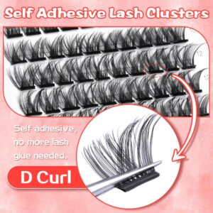 Self Adhesive Eyelashes, Lash Clusters Self Adhesive DIY Lash Extension 120 pcs Reusable Individual Lashes No Glue 8-16mm Mixed Length Press on Lashes Reusable Cluster Lashes Self Apply by EYDEVRO