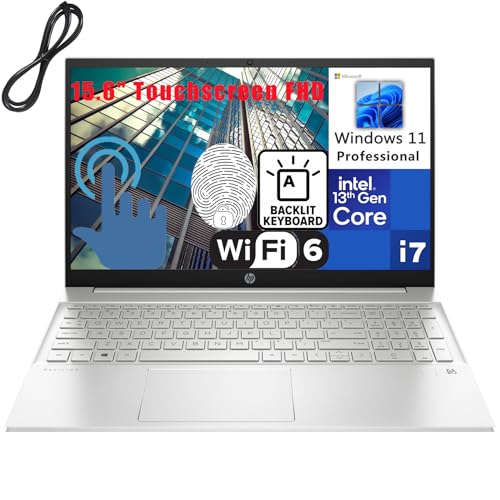 HP Pavilion 15 15.6" Business Laptop Computer, 13th Gen Intel 10-Core i7-1355U, 64GB DDR4 RAM, 2TB PCIe SSD, WiFi 6, BT 5.3, Backlit Keyboard, FR, Windows 11 Pro, BROAG Cable