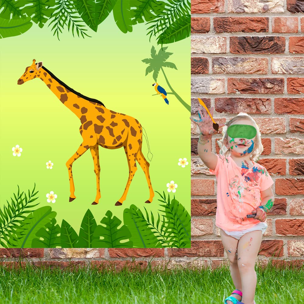 Jungle Birthday Party Supplies,Pin The Tail on The Giraffe,Safari Theme Zoo Birthday Party Favor,Decoration