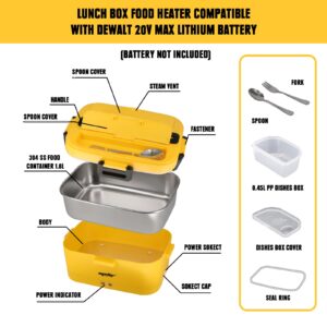 Mellif Electric Lunch Box Food Warmer Heater for Dewalt 20V Max Battery (Battery Not Included),12V 24V Heated Lunch Boxes for Adults for Car/Truck