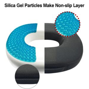 Gel Seat Cushion Non-Slip Orthopedic Donut Pillow & Memory Foam Coccyx Cushion for Tailbone Pain - Office Chair Car Seat Cushion - Sciatica (Black-Big)