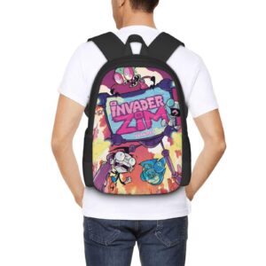 CONPELSON Backpacks Invader Anime Zim Adjustable Laptop Backpack Double Shoulder Bag for Women Men Climbing Shopping Work