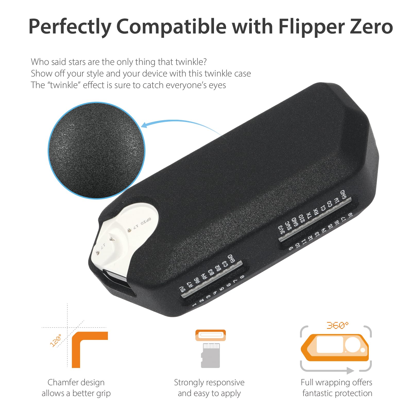 Soft Protective Case Cover Silicone Case for Flipper Zero - Black