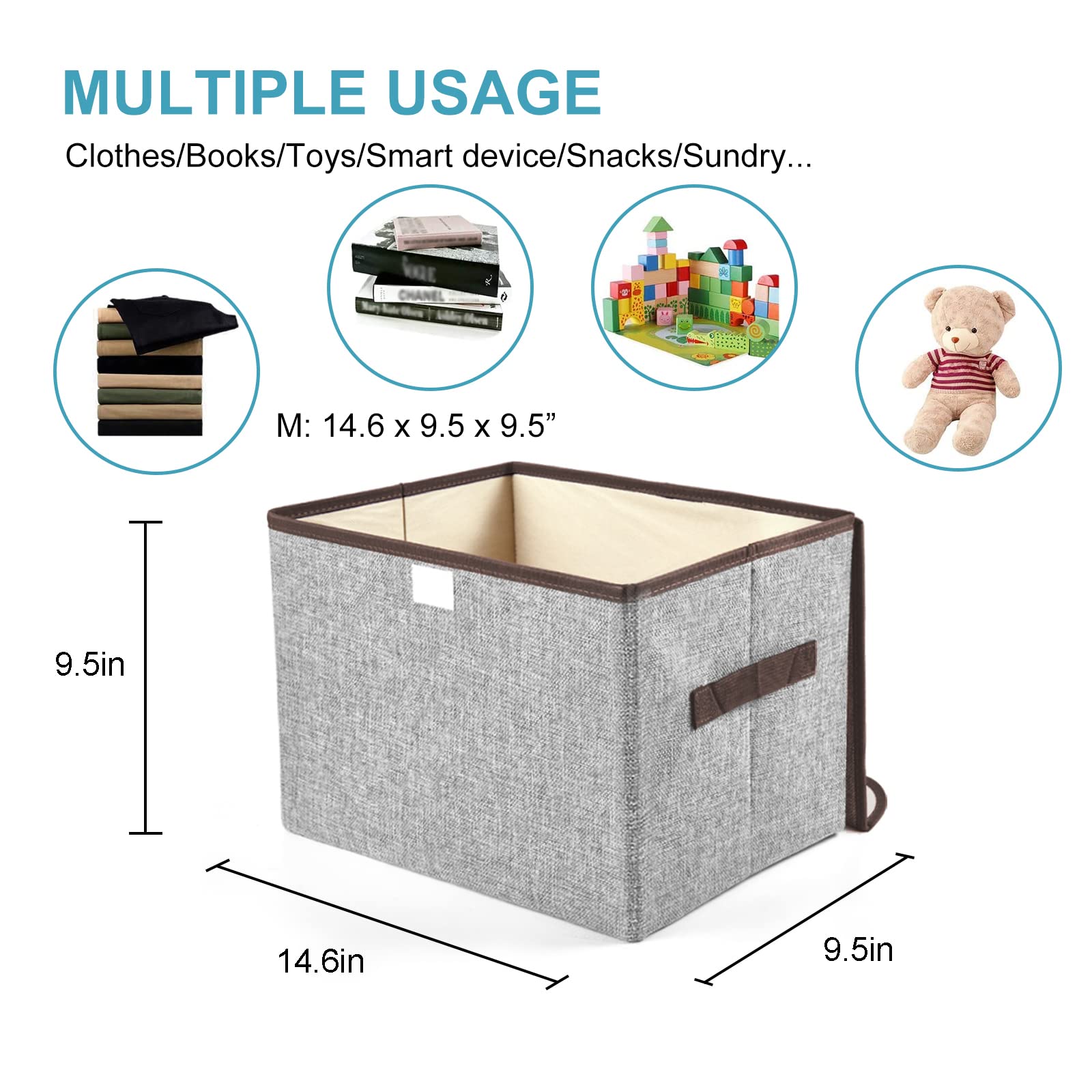 Bagnizer 14.6 x 9.5 x 9.5”storage bin with lids and 11 x 11 x 11” storage cube