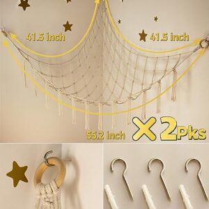 mirolam Stuffed Animal Net Hammock Corner Hanging Stuff Animals Organizer Holder Toy Hammock Storage Boho Nursery Play Room Bedroom Dorm Decor